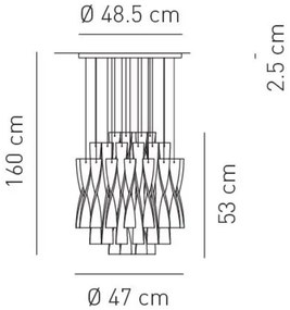 Axolight Aura, luxusní závěsné svítidlo z čajového muránského skla, 1x150W E27, prům. 47cm, délka 160cm