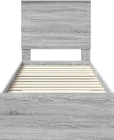 Rám postele Šedý Sonoma a stříbrná 70 x 190 cm Kompozitní dřevo 3411373