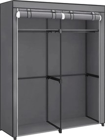 Organizér na oblečení, mobilní textilní šatní skříň s háčky 140 x 43 x 174 cm, šedá