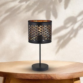 Stolní lampa Morgan, 1x plastové/černé textilní stínítko, b/g