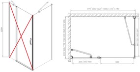 Gelco Boční stěna sprchová - sklo čiré š. 100 cm, v. 190 cm, GO3510