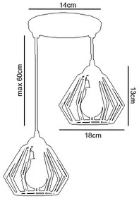 Lustr na lanku CEED 2xE27/60W/230V
