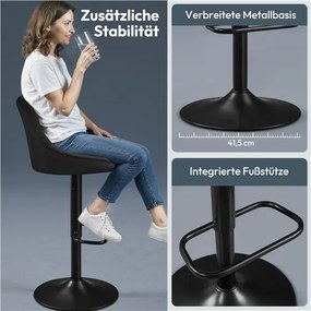 Sada 2 ks – Barová židle – černá, 46 cm (šířka) × 49 cm (hloubka) × 87,5 cm – 109 cm (výška) (257787281669)