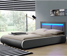 Goleto Čalouněná postel Murcia s LED osvětlením 180 x 200 cm | tmavě šedá