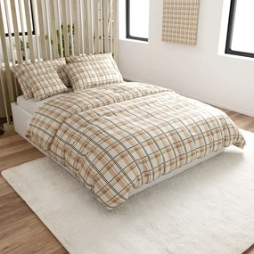 Mikroplyšové povlečení PLAID krémové Rozměr povlečení: 2 ks 70 x 90 cm | 200 x 220 cm