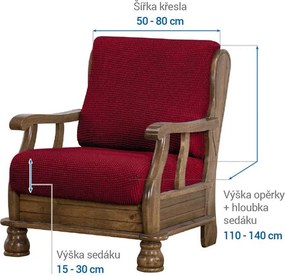 Super strečové potahy NIAGARA bordó křeslo s dřevěnými rukojeťmi (š. 50 - 80 cm)