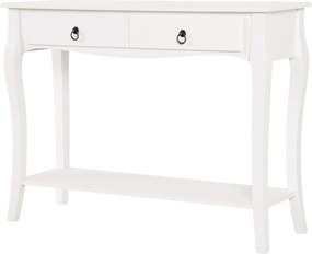HOMCOM Konferenční Stolek s Úložným Prostorem do Obývacího Pokoj a Předsíně s Šuplíky a Policí Elegantní Design 100x33x75cm Bílý Lesklý Dřevěný