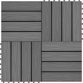 vidaXL Terasové dlaždice 11 ks WPC embosované 30 x 30 cm 1 m² [45035] Barva: Černá