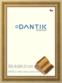 DANTIK rámeček 59,4x84 | KŘÍDLO velké zlaté patina (Plexi Čiré)