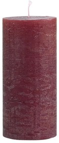 Červená široká svíčka Macon Rustic red - Ø 7*20cm/ 80h