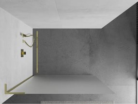 Mexen Kioto L, sprchová zástěna Walk-In 70 x 200 cm, 8mm sklo námraza, zlatý matný profil, 800-070-103-55-30
