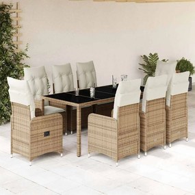 9dílný zahradní bistro set s poduškami béžový polyratan 3277103
