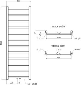 Mexen Bolt, topné těleso 1500 x 500 mm, 389 W, spodní a středové, černá, W126-1500-500-00-70