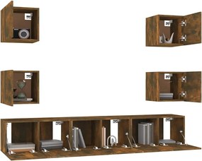 7dílný set TV skříněk kouřový dub kompozitní dřevo 3120242
