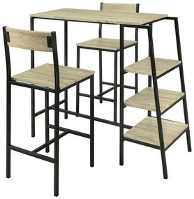 Sobuy SoBuy OGT16-N Designový barový stůl set 3 dílná sedací skupina Barový stůl Bistro stůl Jídelní stůl se 3 policemi Kuchyňský stůl se 2 židlemi