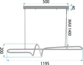 Toolight Toolight, LED závěsné osvětlení 118cm, 36W, 3000K, 3500lm, LHJ038-CP, zlatá matná, OSW-50049
