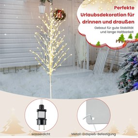 Costway Dekorační LED bříza 186 cm s teplým bílým světlem