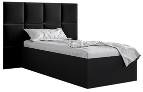 Jednolůžková postel s čalouněným čelem 90 cm Brittany 4 (černá matná + černá) (s roštem). 1046021