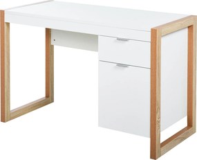 HOMCOM Počítačový stůl se zásuvkou a skříňkou, obdélníkové nohy, moderní styl, další dekorace 112,5x50x75,5 cm, bílý | Aosom