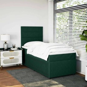 Box spring postel s matrací tmavě zelená 80 x 200 cm samet 3294493