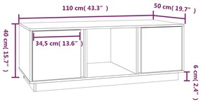 Konferenční stolek šedý 110x50x40 cm masivní borové dřevo - Default Title