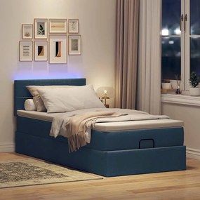 Osmanský rám postele s matrací modrá 90x190cm textil 3312276