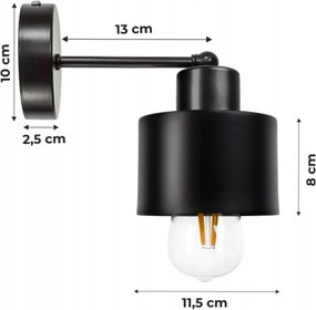 Nástěnná lampa - hrnek - E27 - černá