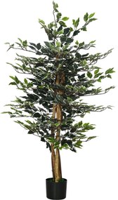 Umělý fikus HOMCOM s kmeny 130 cm s květináči a 702 realistickými listy pro domácí dekoraci obývacího pokoje a ložnice Ø15x130 cm Zelený | Aosom