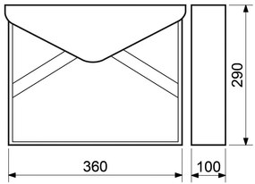 Poštovní schránka, 360 x 100 x 290 mm, stříbrná