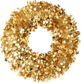 Zlatý lesklý vánoční věnec Sparkling XL – 75*75*7 cm