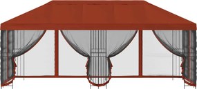 Altán s bočními stěnami 6 x 3 m Cihlová Polyester a ocel 3375997