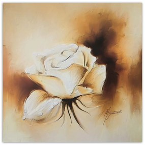Obraz na plátně Růžový květ hnědý - 30x30 cm