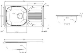 Cooke & Lewis Kuchyňský dřez Turing 435 x 760