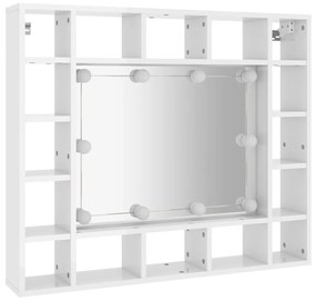 Zrcadlová skříňka s LED bílá s vysokým leskem 91 x 15 x 76,5 cm