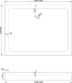 Mexen RIO - Obdélníková sprchová vanička 100x80x14 cm + chromový sifon, bílá, 45108010