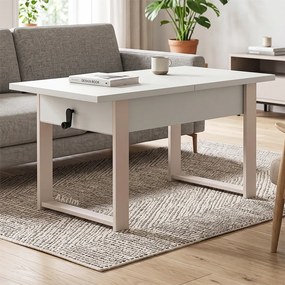 Rozkládací polohovací konferenční stolek HOGO 3v1 | 120-157x62,5-74,5x67 cm | síla horní desky 32 mm | bílá/nohy kašmír