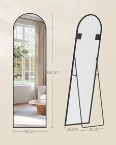 Volně stojící zrcadlo Fully 150 cm černé