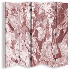 Ozdobný paraván Textura růžová - 180x170 cm, pětidílný, obustranný paraván 360°