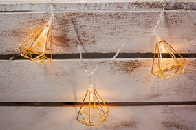 LED světelný řetěz Diamond, 1,6 m, zlatá