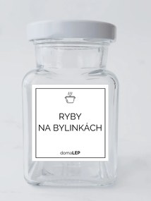 Samolepka na kořenky RYBY NA BYLINKÁCH bílá 5 × 5 cm základní písmo