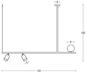 Zambelis 22227 závěsné svítidlo černo/zlaté, 2xGU10, 1xG9 120cm