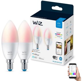 WiZ | SADA 2x LED RGBW Stmívatelná žárovka C37 E14/4,9W/230V 2200-6500K Wi-Fi - WiZ | WI0148