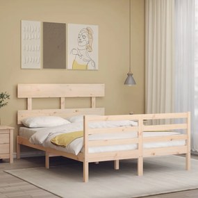 Rám postele s čelem 140 x 200 cm masivní dřevo,  3195091