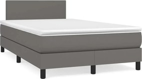 Box Spring Postel S Matrací Šedá Umělá Kůže Šedá Hladký design 120 x 190