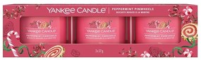 Yankee Candle Votivní svíčka ve skle Yankee Candle 3 ks - Peppermint Pinwheels, růžová barva, sklo, vosk