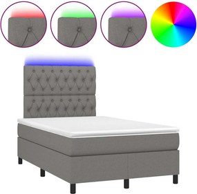 Box spring postel s matrací a LED tmavě šedá 120x200 cm textil 3135102