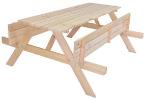 ROJAPLAST Zahradní set se sklopnými lavičkami - PIKNIK 180, dřevěný přírodní