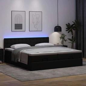Osmanský rám postele s matrací černá 200x200cm umělá kůže 3312810