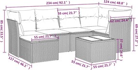 7dílná zahradní sedací souprava s poduškami černá polyratan 3217955