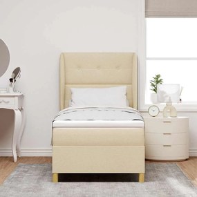 Postel s boxspringem s čelo Krémová 190 x 90 cm textil 3340730
